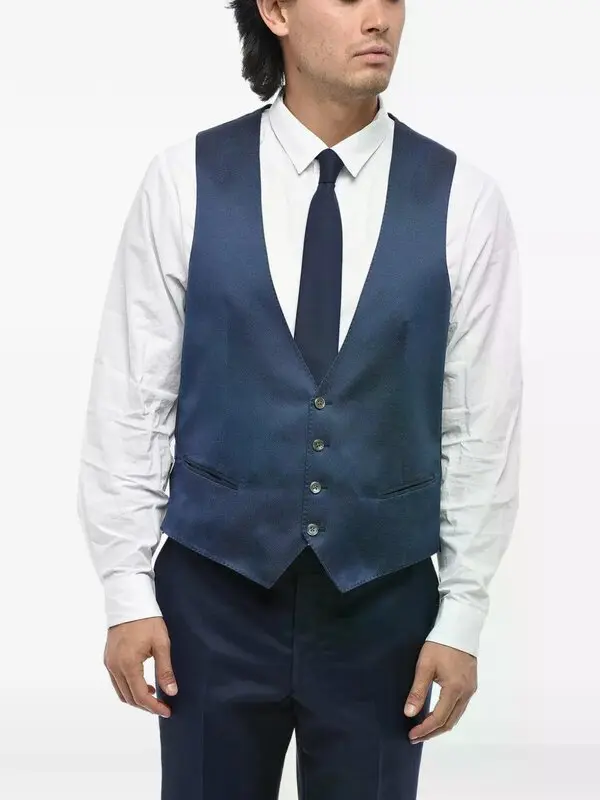 Corneliani Pinpoint Jetted-pockets Waistcoat