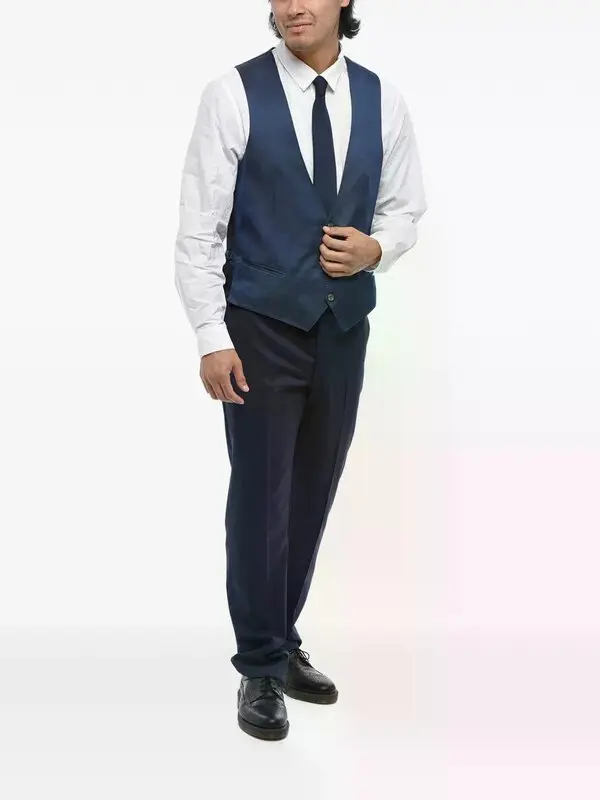 Corneliani Pinpoint Jetted-pockets Waistcoat