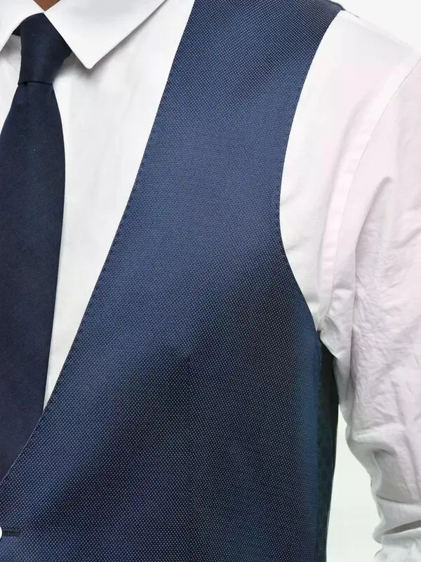 Corneliani Pinpoint Jetted-pockets Waistcoat