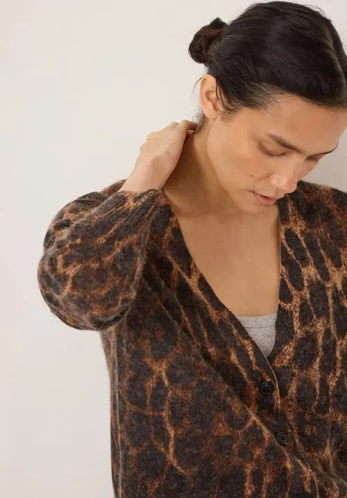 HUSH Cynthia Leopard Print Knitted Cardigan