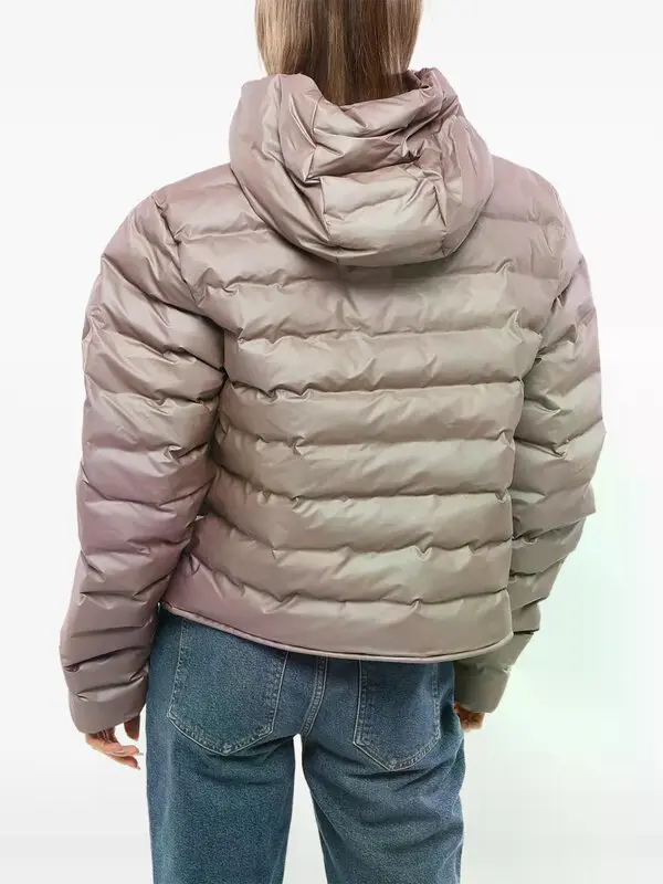Rains Quilted Puffer Jacket With Drawstring Hood - Purple