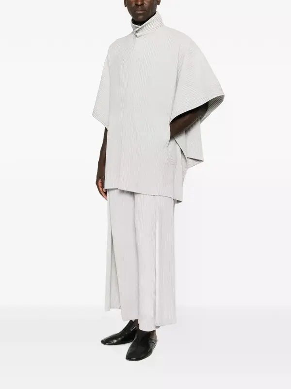 Issey Miyake Pleated High Neck Jacket - Grey