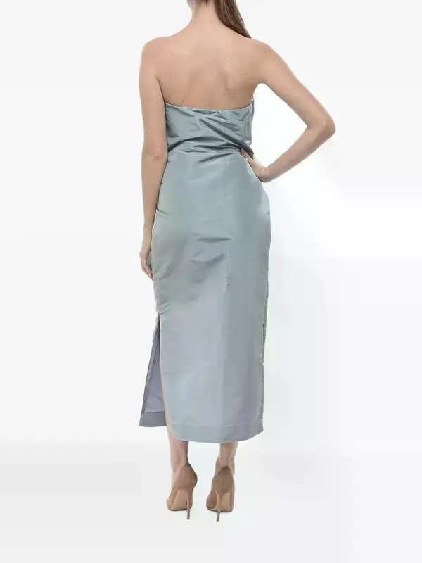 SUPER BLOND Strapless Side-slit Midi Dress