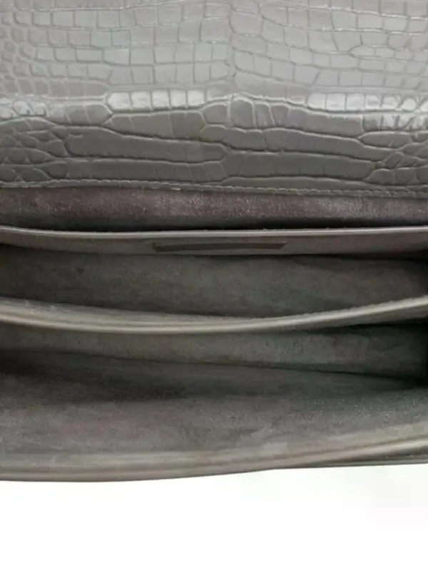 Saint Laurent Large Croc Embossed Leather Monogram Sunset Crossbody Bag