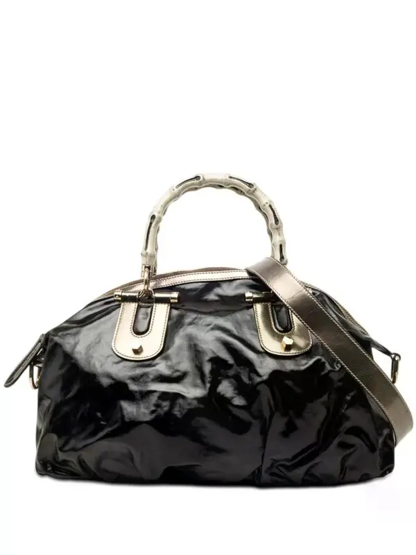 Gucci 2000-2015 Coated Canvas Bamboo Dialux Pop Satchel - Black