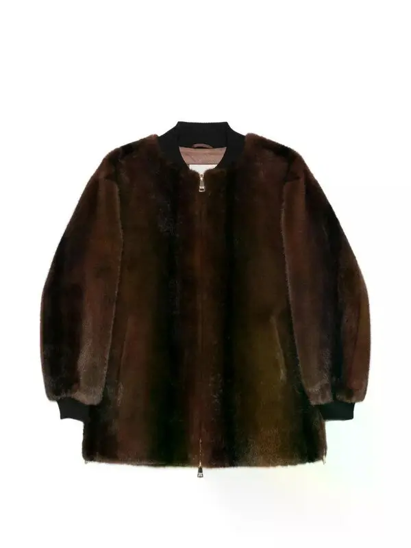 ERMANNO FIRENZE Faux Fur Zip-up Jacket - Brown