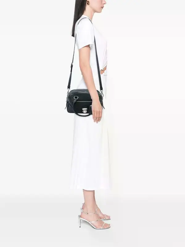 Prada 2010-2026 Vitello Daino Front Pocket Boston Bag Satchel - Black