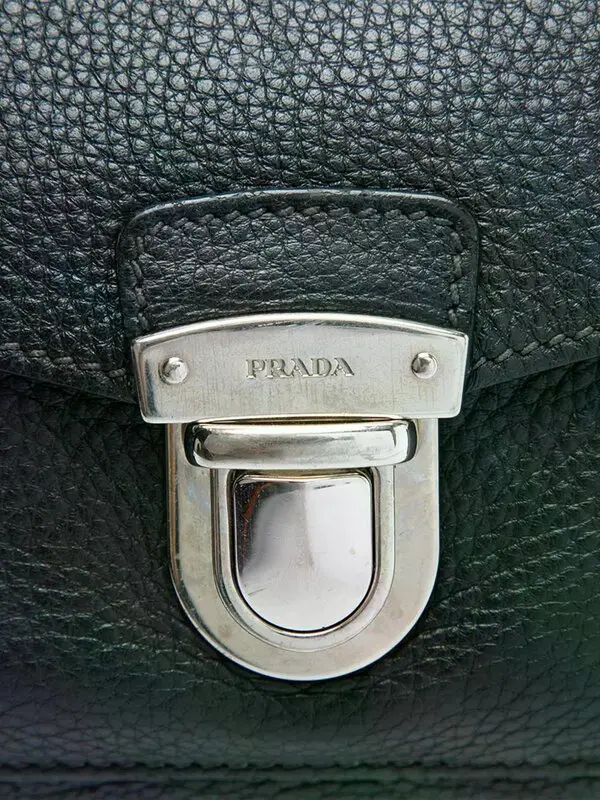 Prada Vitello Daino Front Pocket Boston Bag Satchel