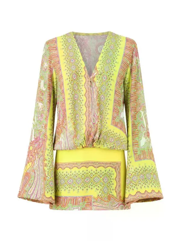 Alexis Marais Mini Paisley-print Dress - Yellow