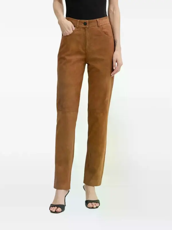 Luisa Spagnoli Suede-finish Paneled Trousers