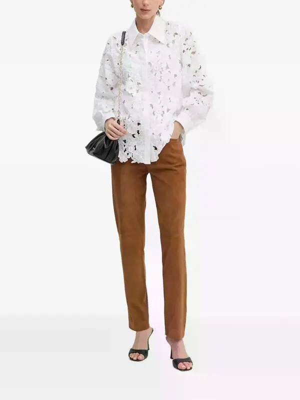 Luisa Spagnoli Suede-finish Paneled Trousers