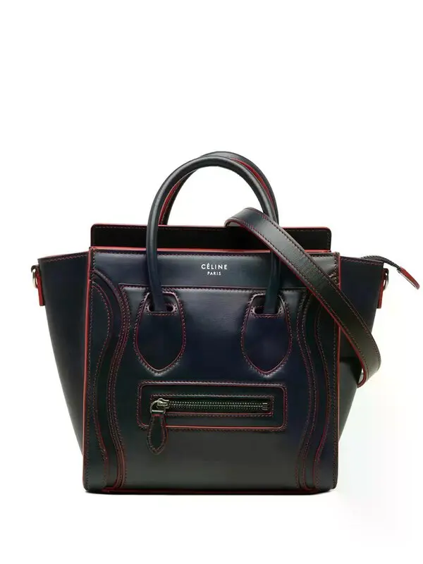 Celine 2016 Nano Bicolor Smooth Calfskin Luggage Tote Satchel - Blue