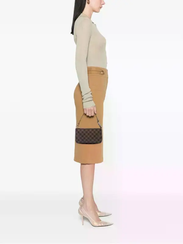 LOUIS VUITTON 2009 Damier Ebene Pochette Accessories Shoulder Bag - Brown