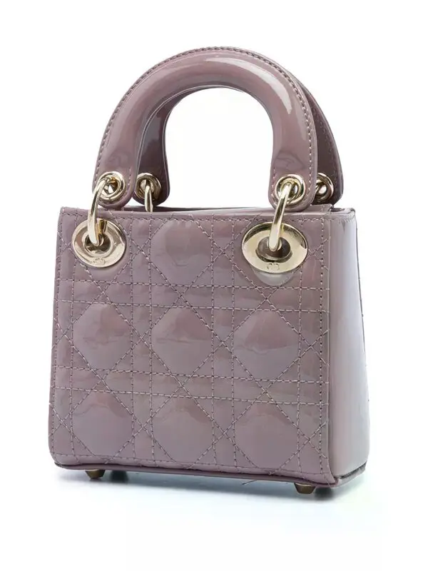 Dior Micro Patent Cannage Lady Satchel - Pink