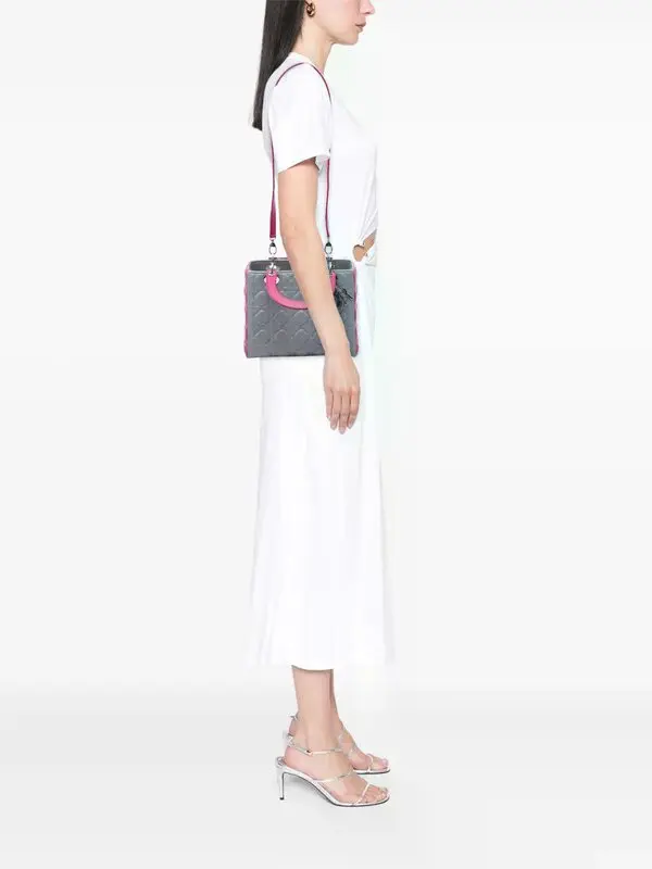 Dior 2014 Medium Bicolor Lambskin Cannage Lady Satchel - Pink