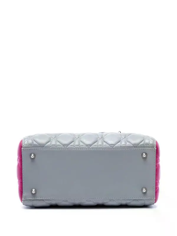 Dior 2014 Medium Bicolor Lambskin Cannage Lady Satchel - Pink