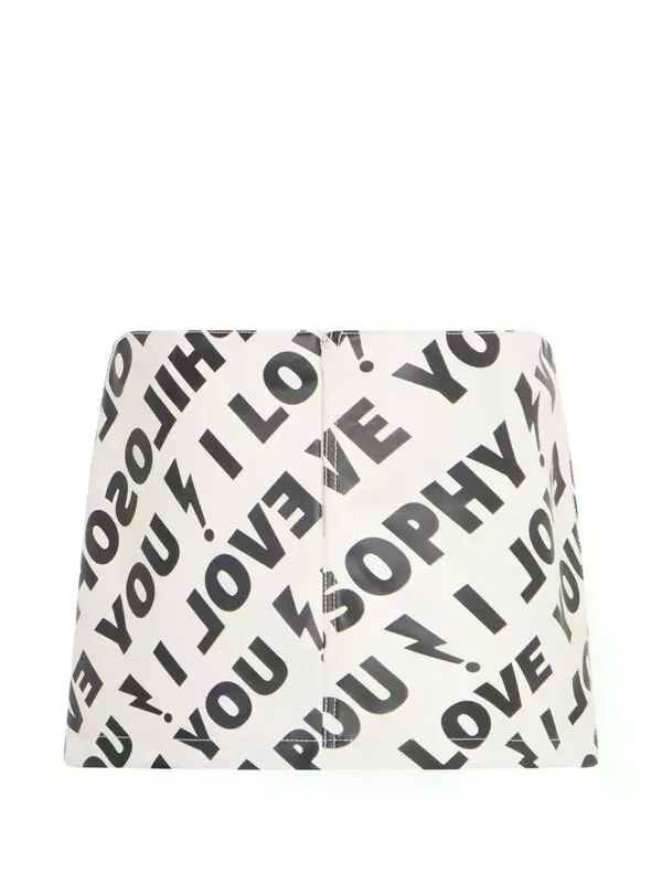 Philosophy Di Lorenzo Serafini Graphic-print Mini Skirt - Neutrals