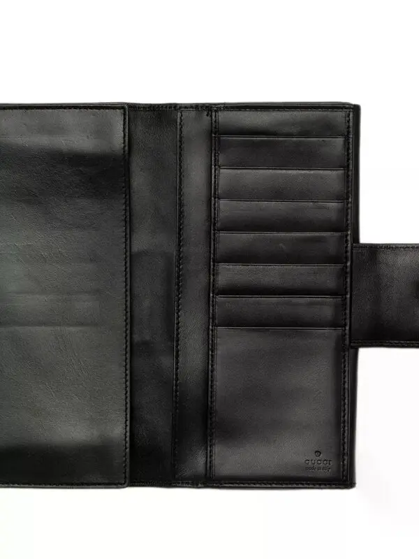 Gucci 2000-2015 Canvas And Leather Web Continental Wallet Long Wallets