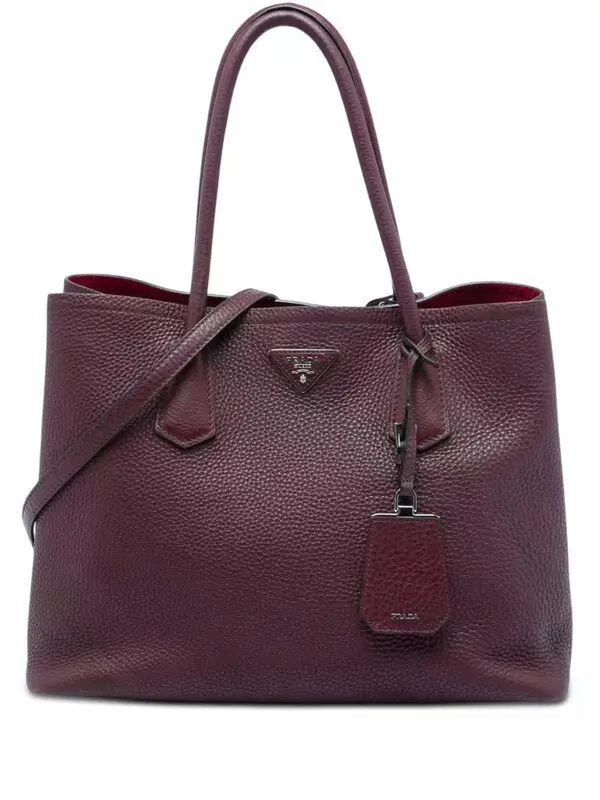 Prada 2000-2026 Vitello Daino Double Handle Tote Satchel - Red