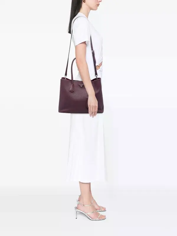 Prada Vitello Daino Double Handle Tote Satchel - Red