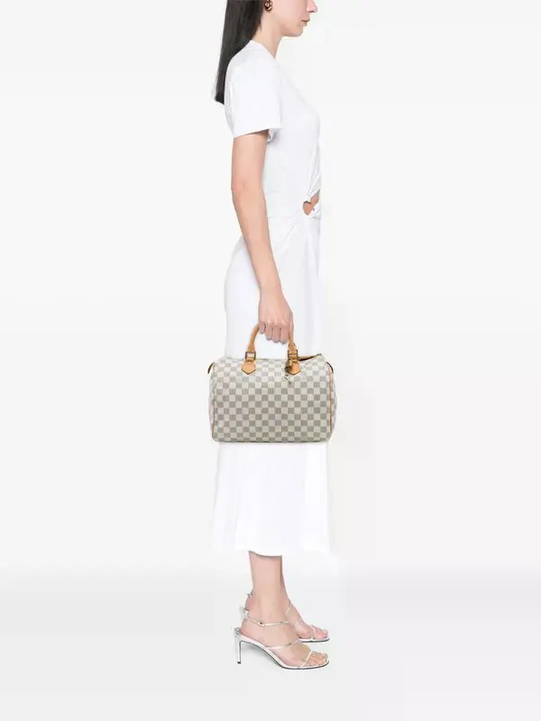LOUIS VUITTON Damier Azur Speedy 30 Boston Bag - White