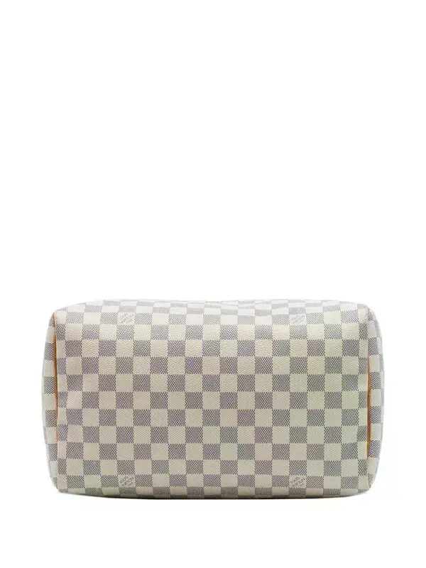 LOUIS VUITTON Damier Azur Speedy 30 Boston Bag - White
