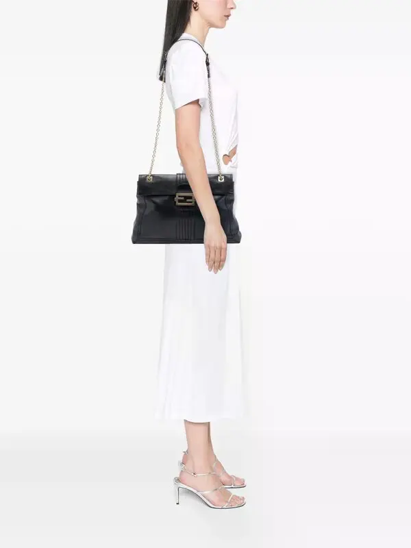Fendi Leather Maxi Baguette Flap Shoulder Bag