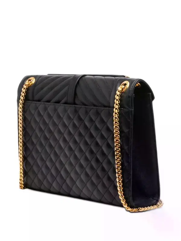 Saint Laurent 2018 Medium Grain De Poudre Triquilt Monogram Envelope Bag Shoulder Bag