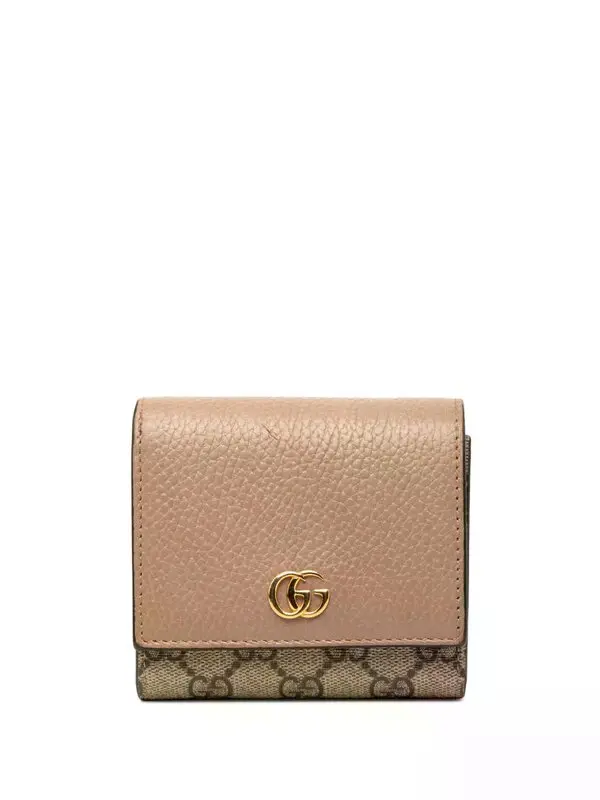 Gucci 2016-2026 Bicolor Gg Marmont Calfskin And Gg Supreme Wallet Small Wallets - Neutrals