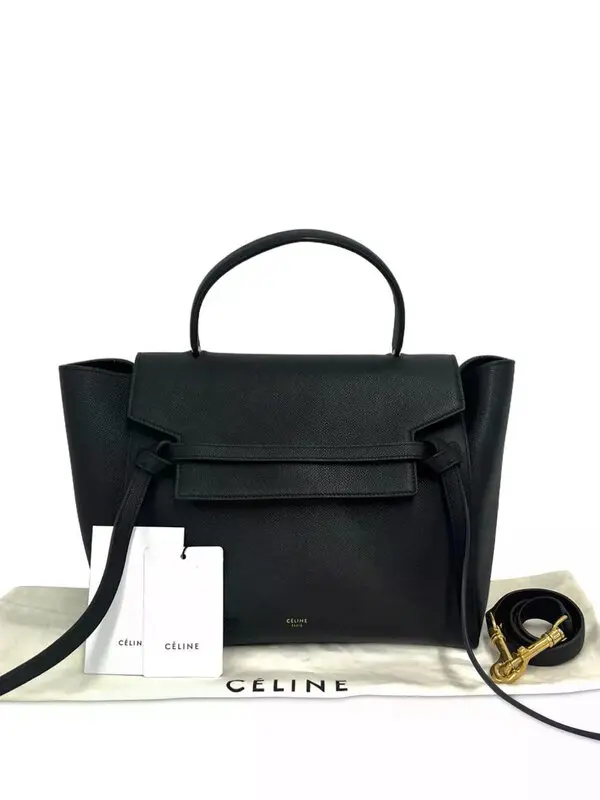 Celine Grained Calfskin Belt Bag Satchel - Black