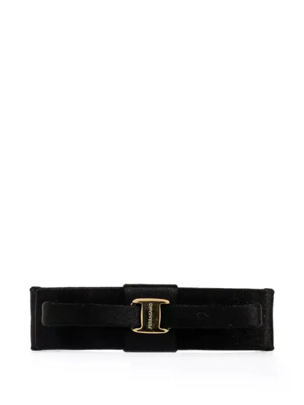FERRAGAMO Logo-plaque Satin Hair Clip - Black