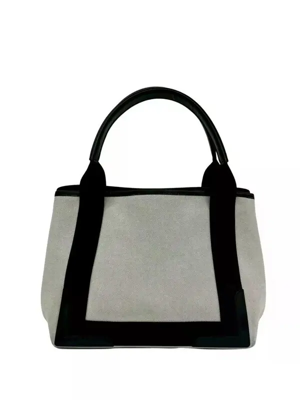 Balenciaga Canvas Navy Cabas S Tote Bag - White