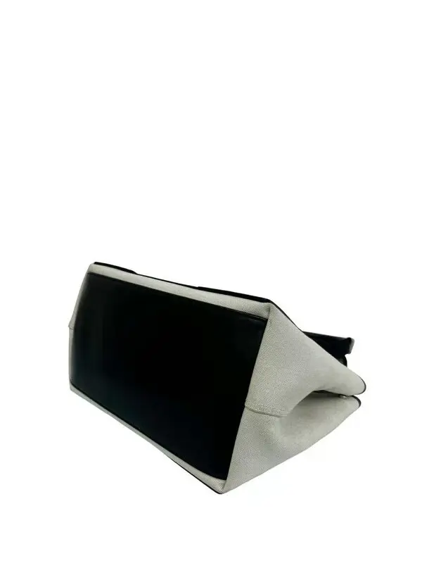 Balenciaga Canvas Navy Cabas S Tote Bag - White