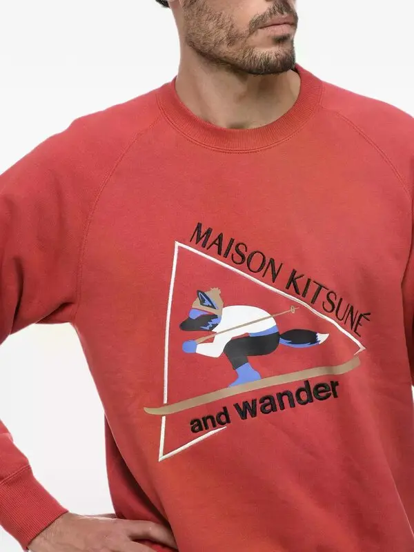 AND WANDER X Maison Kitsuné Logo-print Sweatshirt