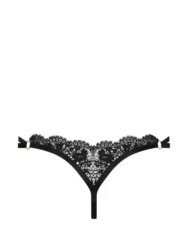 MAISON CLOSE Lace Ring-detail Thong - Black