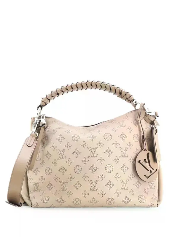 LOUIS VUITTON Braided Handle Beaubourg Mahina Leather Mm Hobo Bag - Neutrals