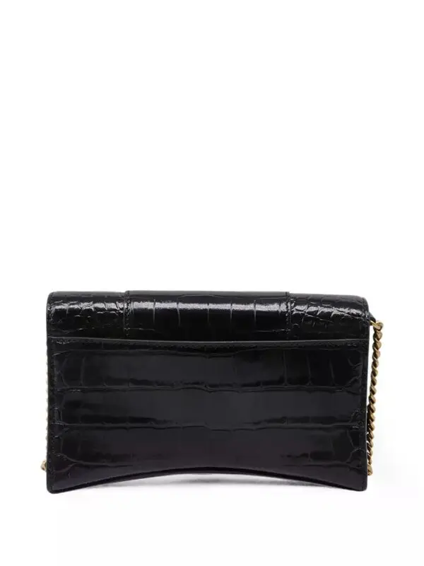 Balenciaga Hourglass Croc-embossed Wallet On Chain