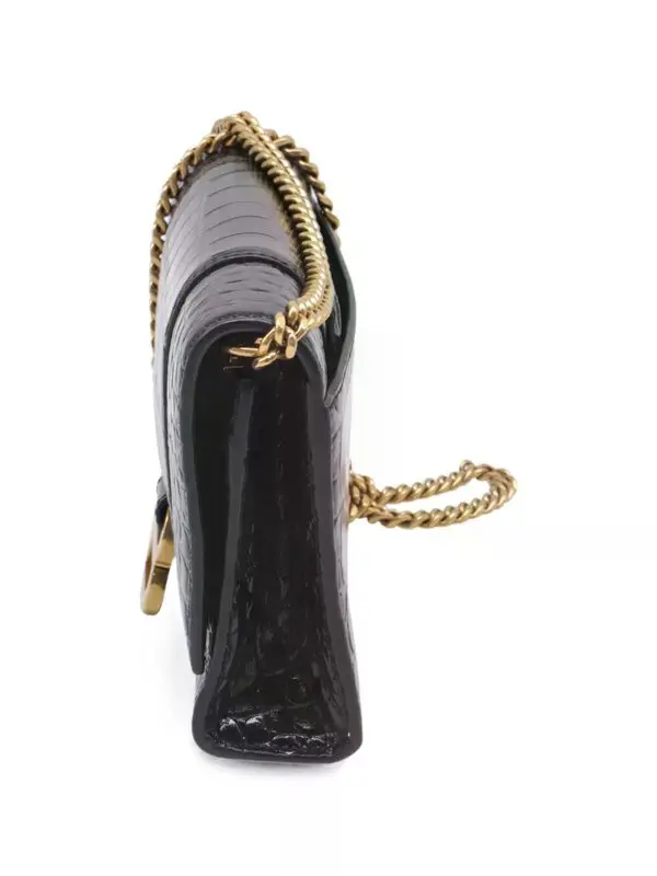 Balenciaga Hourglass Croc-embossed Wallet On Chain