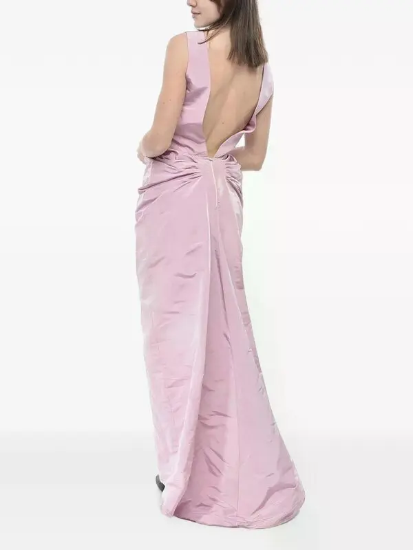 SUPER BLOND Ruched Open-back Maxi Dress