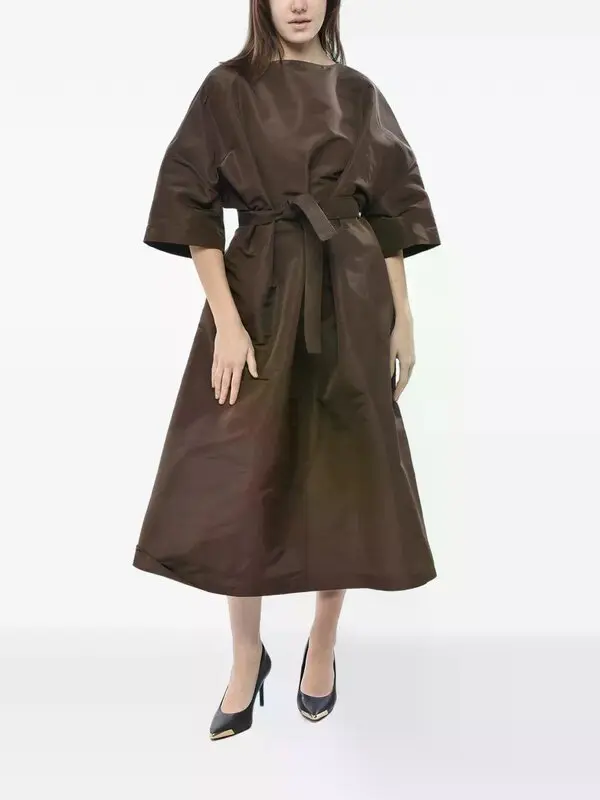 SUPER BLOND Belted Silk Midi Dress