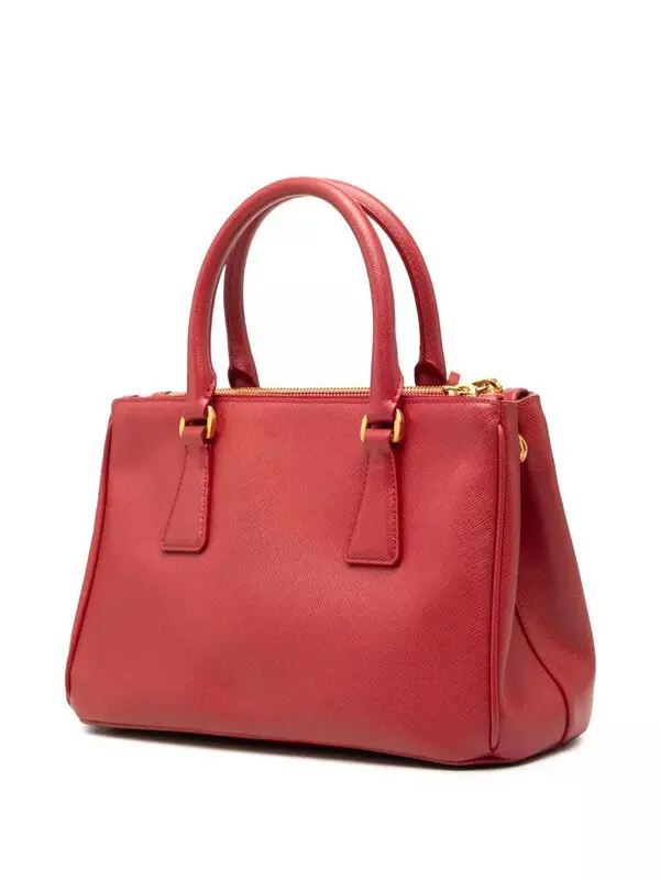 Prada 2010-2026 Mini Saffiano Lux Galleria Double Zip Satchel - Red