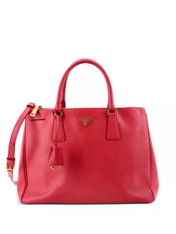 Prada Double Zip Lux Saffiano Leather Tote Bag - Pink