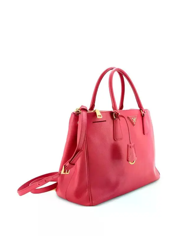Prada Double Zip Lux Saffiano Leather Tote Bag - Pink