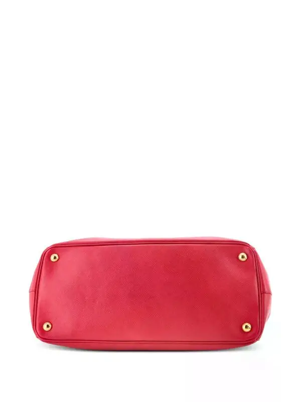 Prada Double Zip Lux Saffiano Leather Tote Bag - Pink