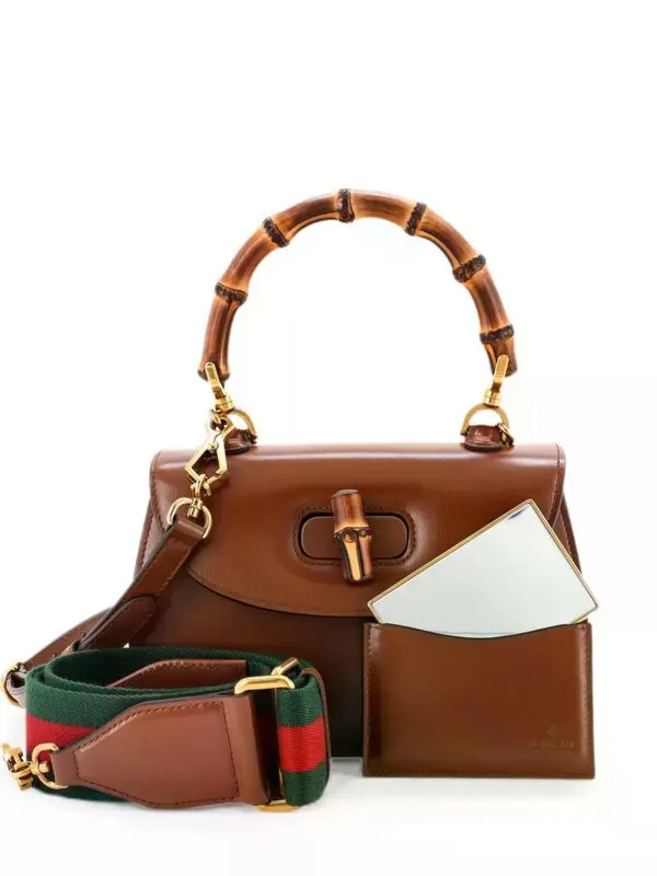 Gucci Bamboo 1947 Top Handle Bag Leather Small Satchel - Brown