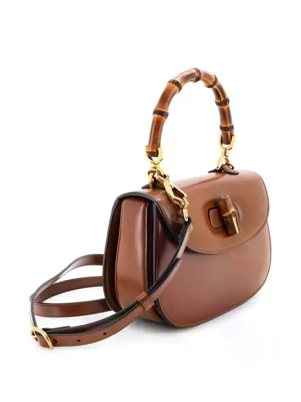Gucci Bamboo Top Handle Bag Leather Small Satchel - Brown