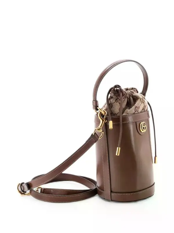 Gucci Ophidia Top Handle Leather And Gg Canvas Mini Bucket Bag