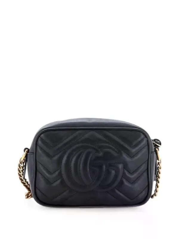 Gucci Gg Marmont Shoulder Bag Matelasse Leather Mini Crossbody Bag - Black