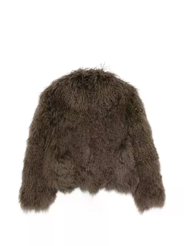 MARTHA LOUIS Shearling-effect Cropped Jacket - Brown