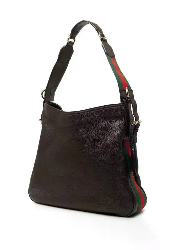 Gucci 2000-2015 Medium Pebbled Calfskin Web Heritage Shoulder Bag